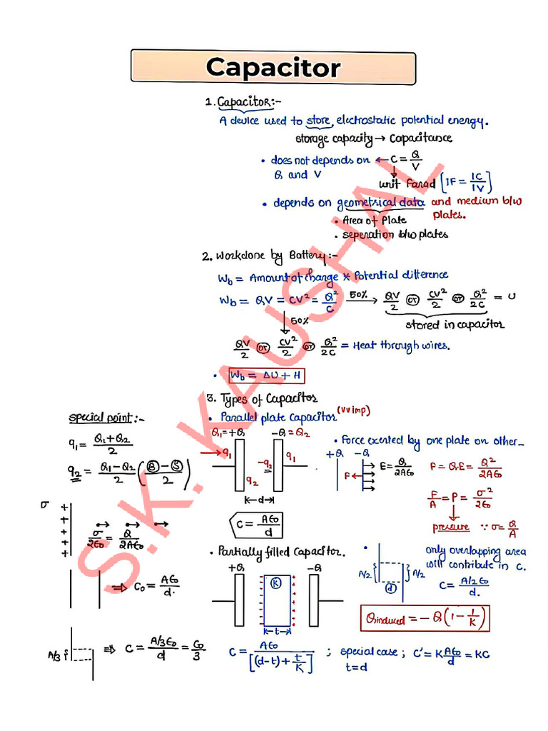 Capacitor Formula Sheet | PDF
