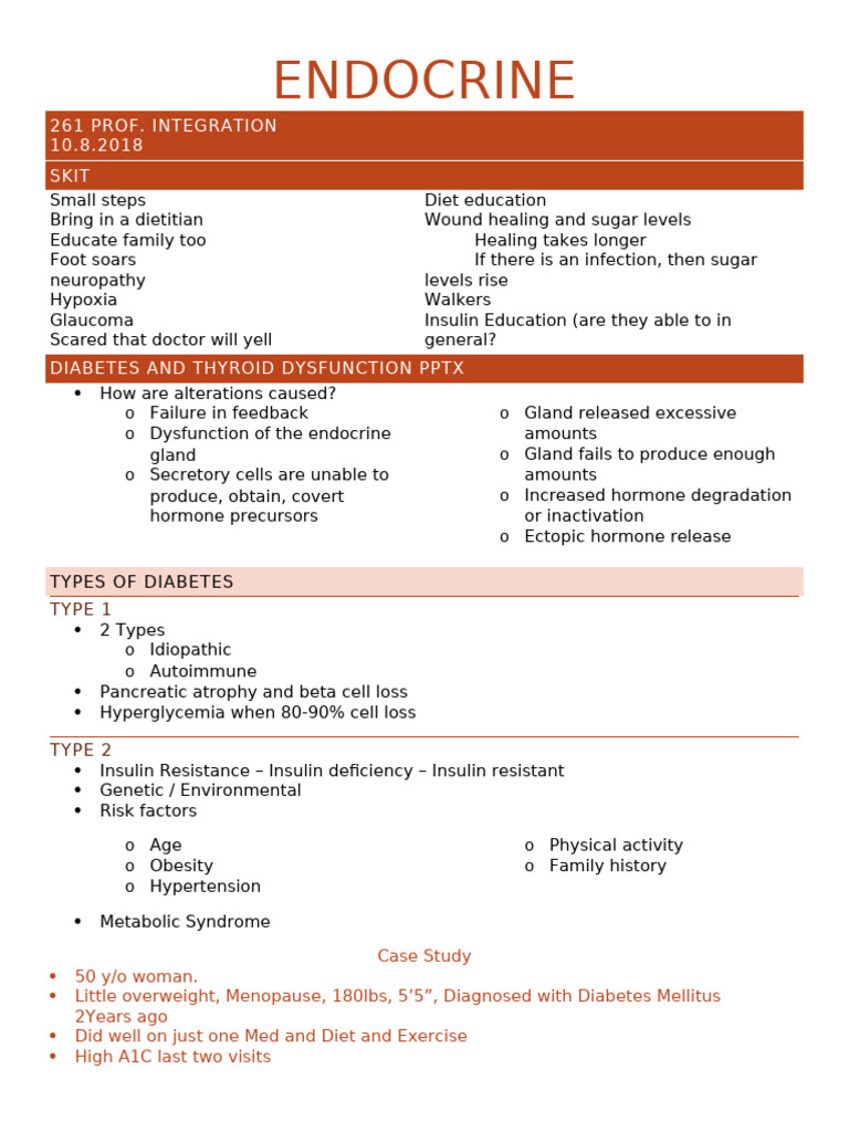 Endocrine System Lecture Notes Integration | PDF | Thyroid | Diabetes