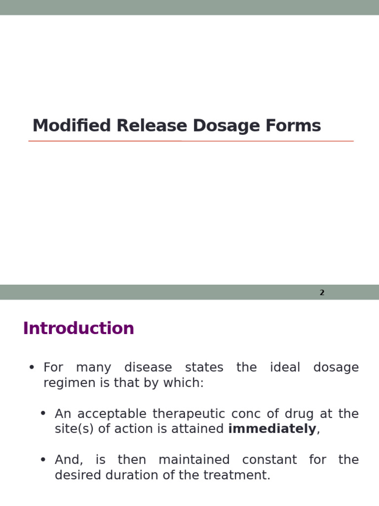 Modified Release Dosage Forms Overview | PDF | Solubility ...