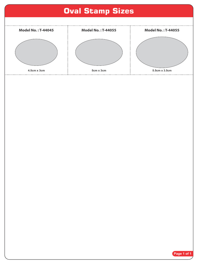Standard Oval Stamp Sizes in CM | PDF