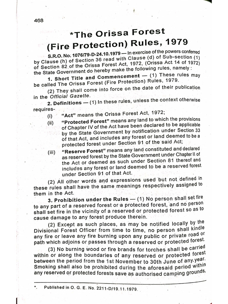 Orissa Forest Fire Protection Rules 1979 | PDF | Justice | Crime & Violence
