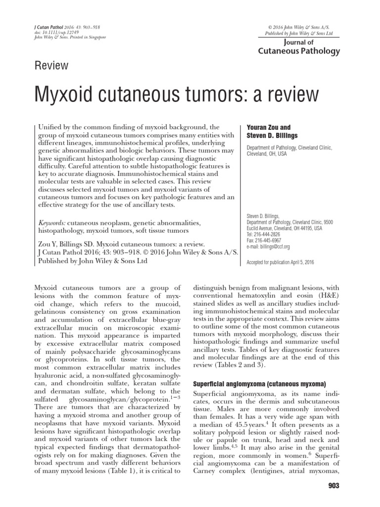 J Cutan Pathol - 2016 - Zou - Myxoid Cutaneous Tumors A Review | PDF ...