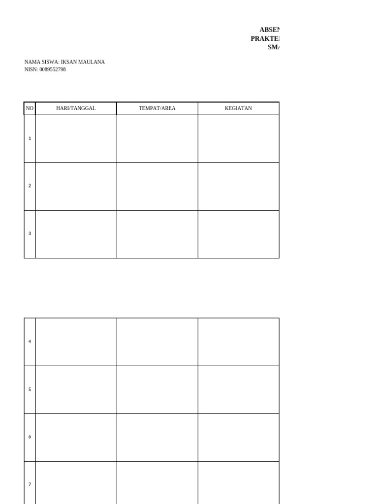 Laporan Absensi PKL Iksan Maulana | PDF