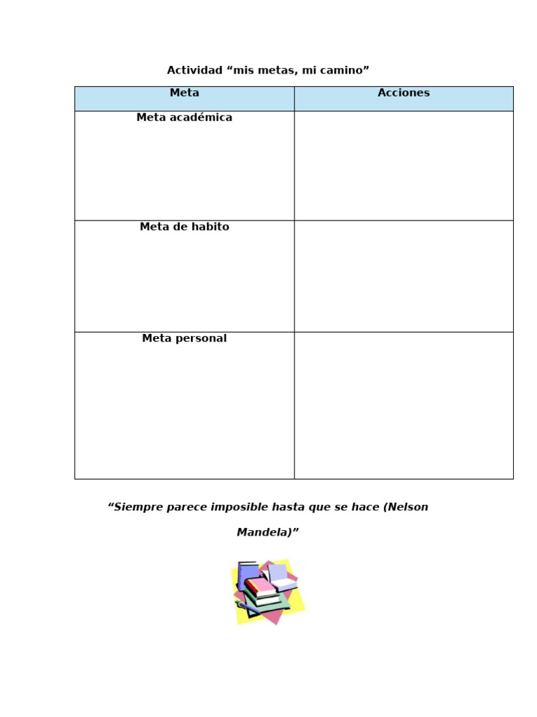 Actividad "Mis Metas, Mi Camino" | PDF