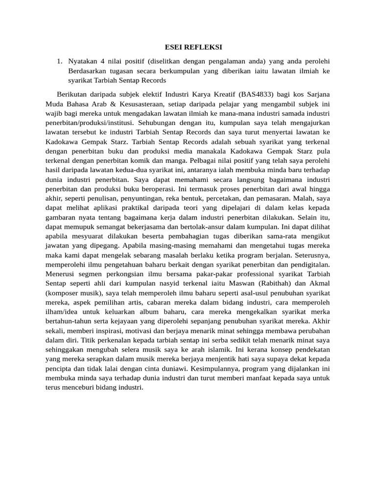 SWOT & Essay Refleksi | PDF