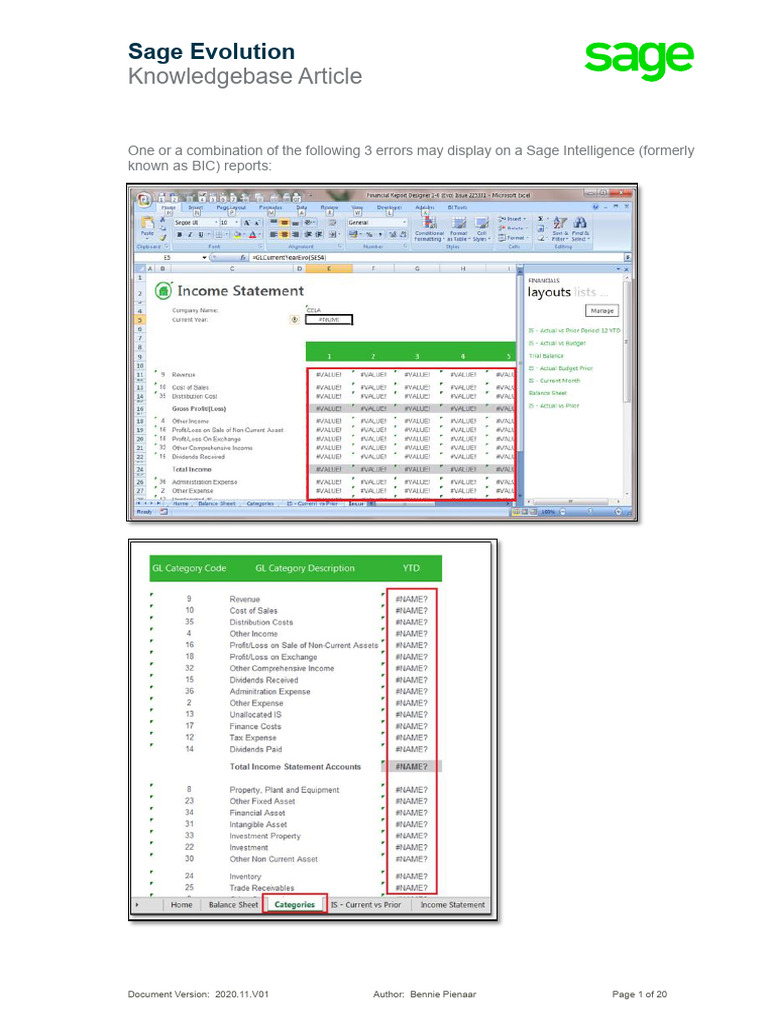 Sage Intelligence Error Solutions Guide | PDF | Microsoft Excel ...