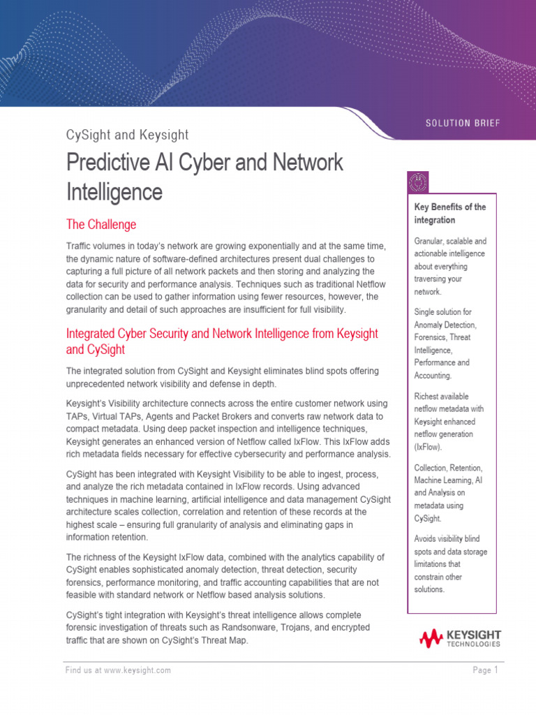 CySight and Keysight - Predictive AI Cyber and Network Intelligence | PDF | Artificial ...