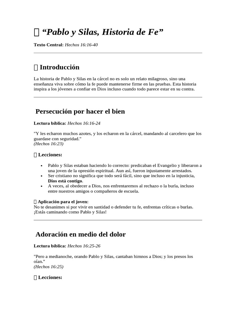 Pablo y Silas: Fe en la Adversidad | PDF | Pablo el apóstol | Contenido ...