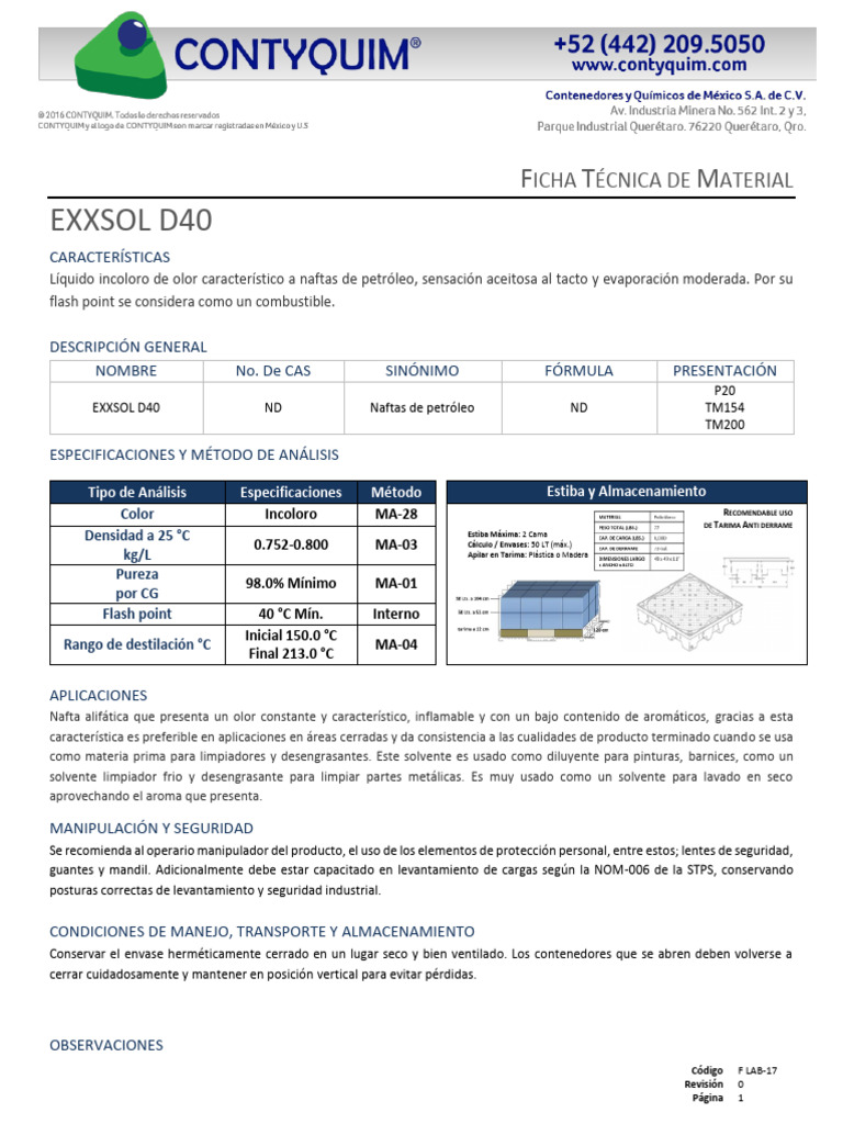 Exxsol d40 Ficha Tecnica | PDF | Petróleo