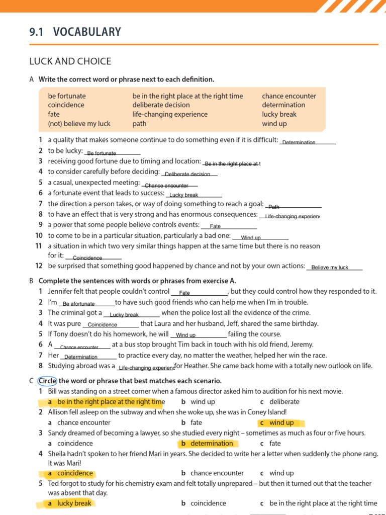 BUS Program Evolve 5 Lesson Plan 9 Handout 1 2 | PDF | Luck