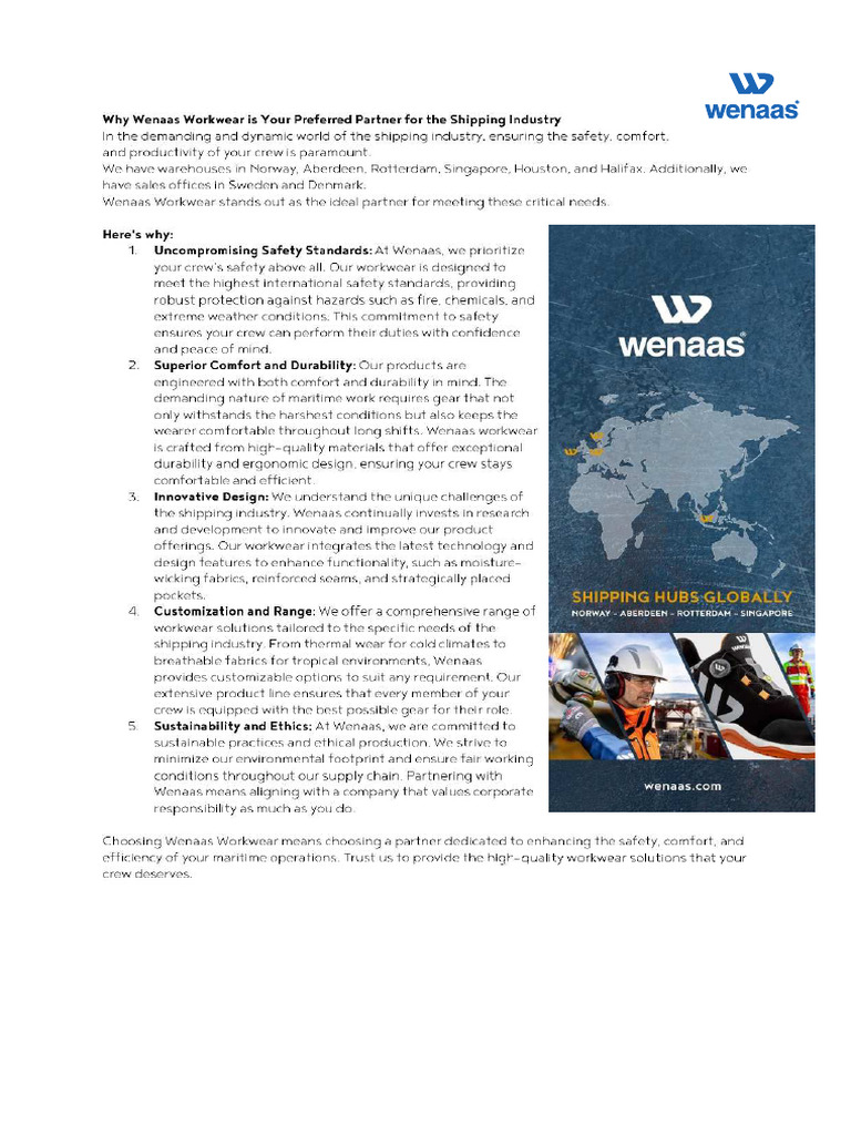 Wenaas Workwear Introduction | PDF
