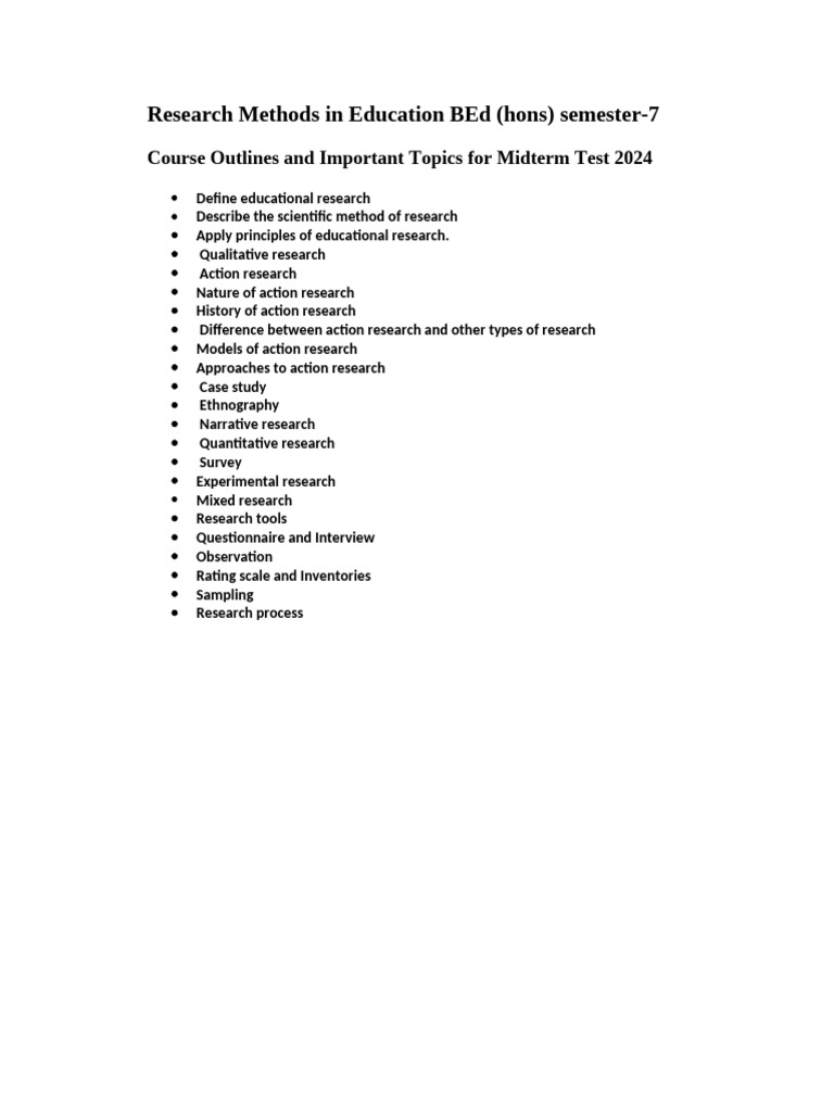RME Course Outlines BEd-7 | PDF