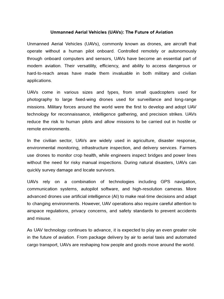 Future of UAVs in Aviation | PDF