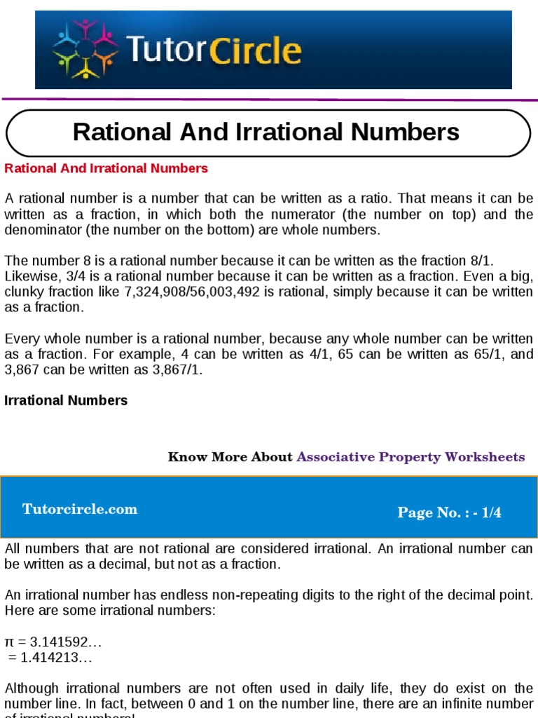 Rational and Irrational Numbers | PDF | Numbers | Fraction (Mathematics)