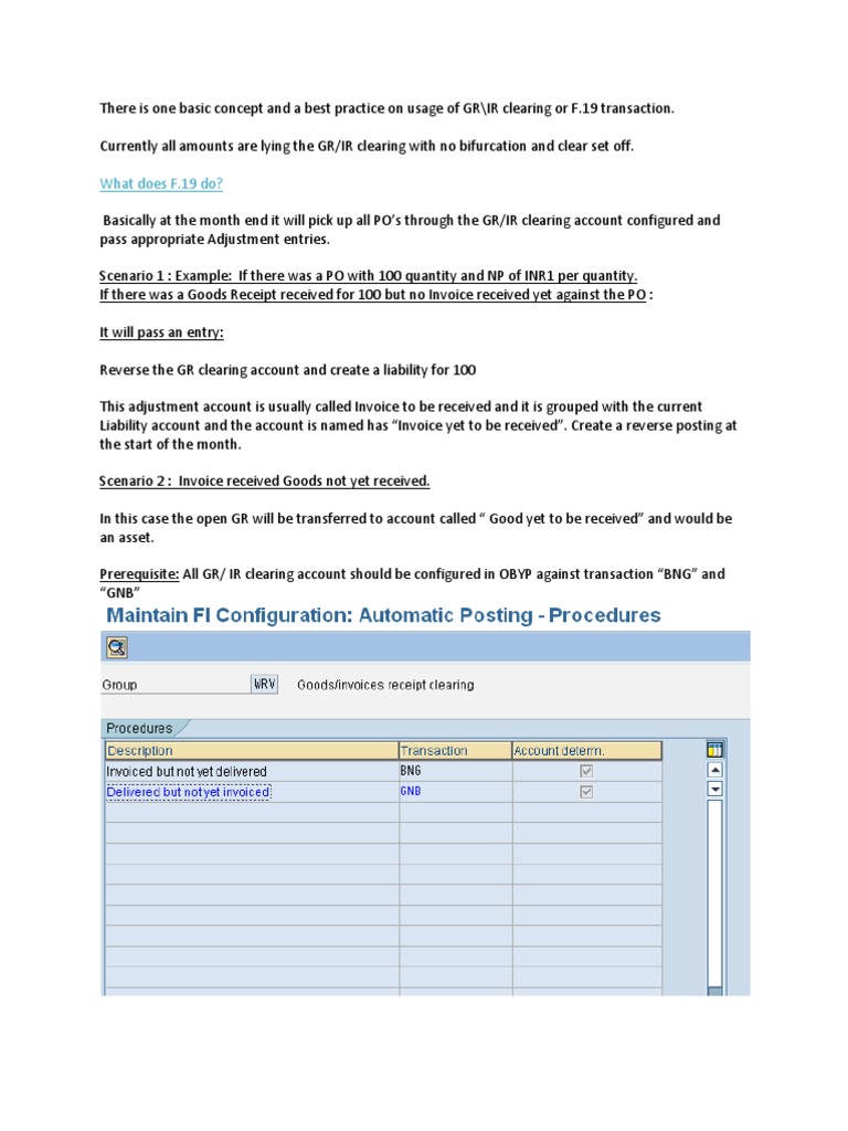 Process for GRIR Clearing