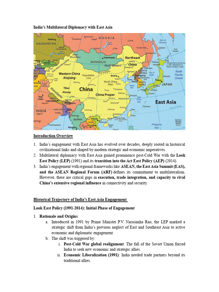 India’s Multilateral Diplomacy in East Asia | PDF | International ...