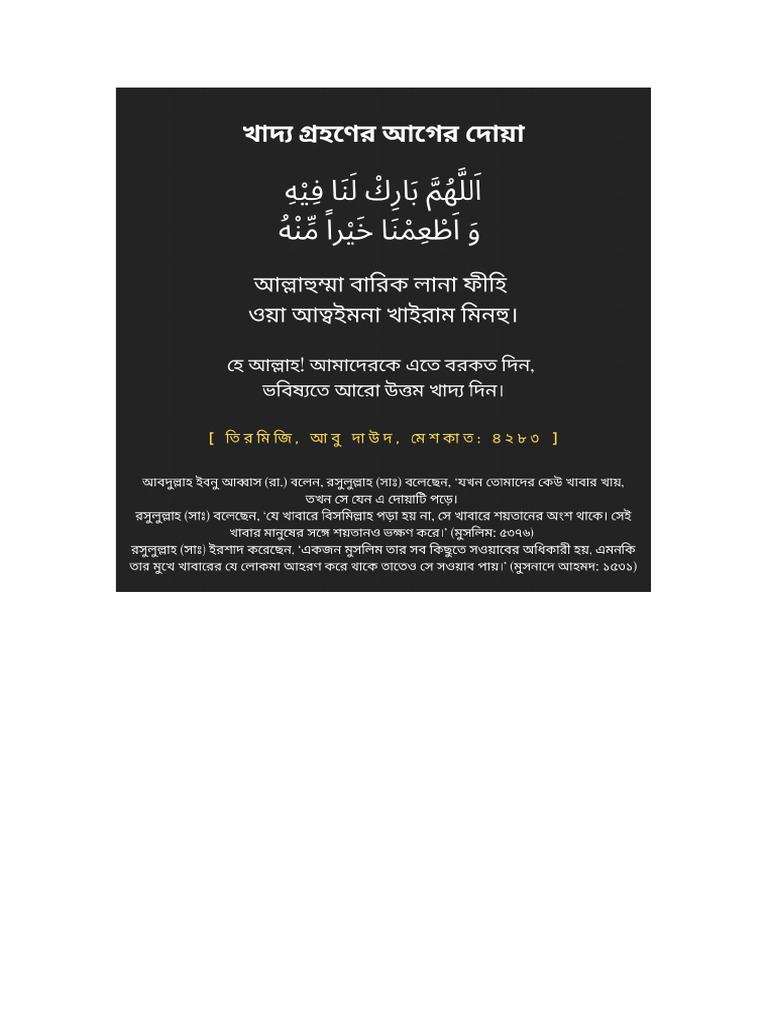 Dua Before Eating | PDF