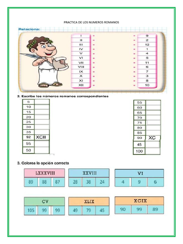Practica de Los Numeros Romanos | PDF