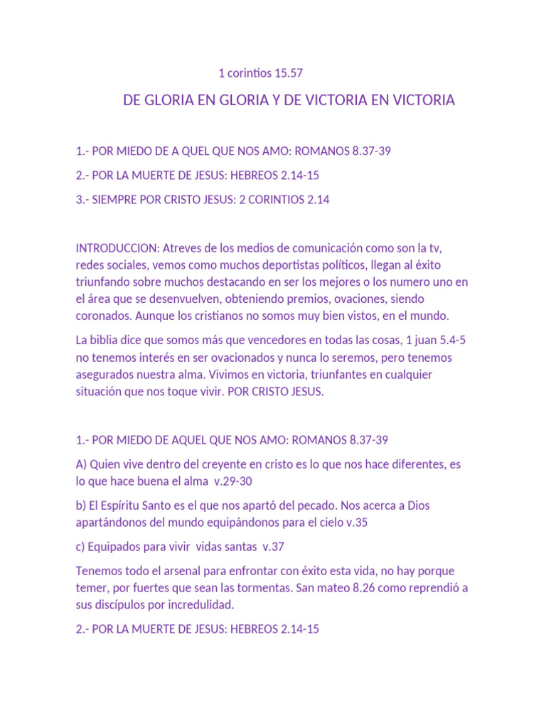 De gloria en gloria y victoria en victoria | PDF | Cristo (título) | Jesús