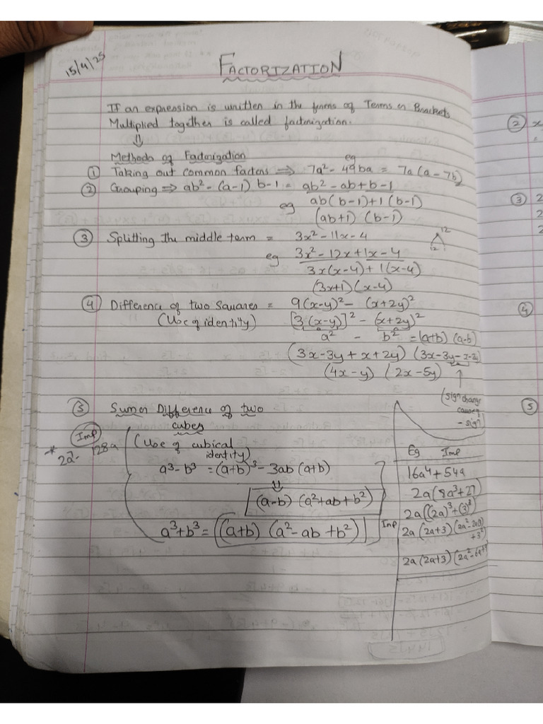 Factorization Class 9 Selina Ex 5A To 5D | PDF