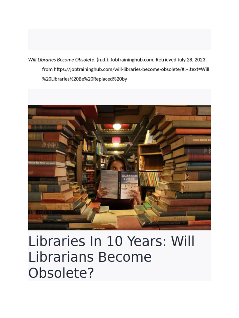 09 Will Libraries Become Obsolete | PDF | Cost Of Living | Libraries