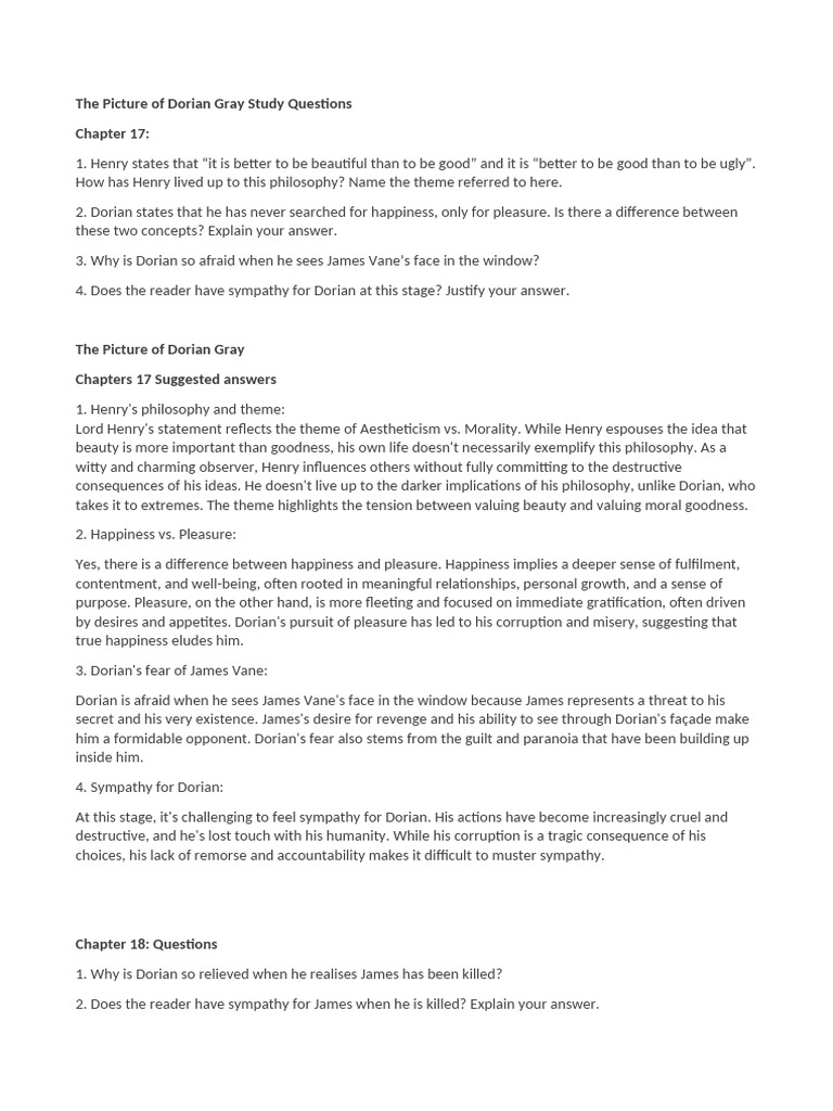 Chapter 17 Insights on Dorian Gray | PDF | Happiness | The Picture Of ...