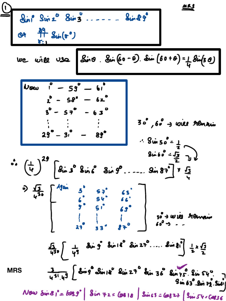 Important Pi Series On Trigo Formulae MRS | PDF