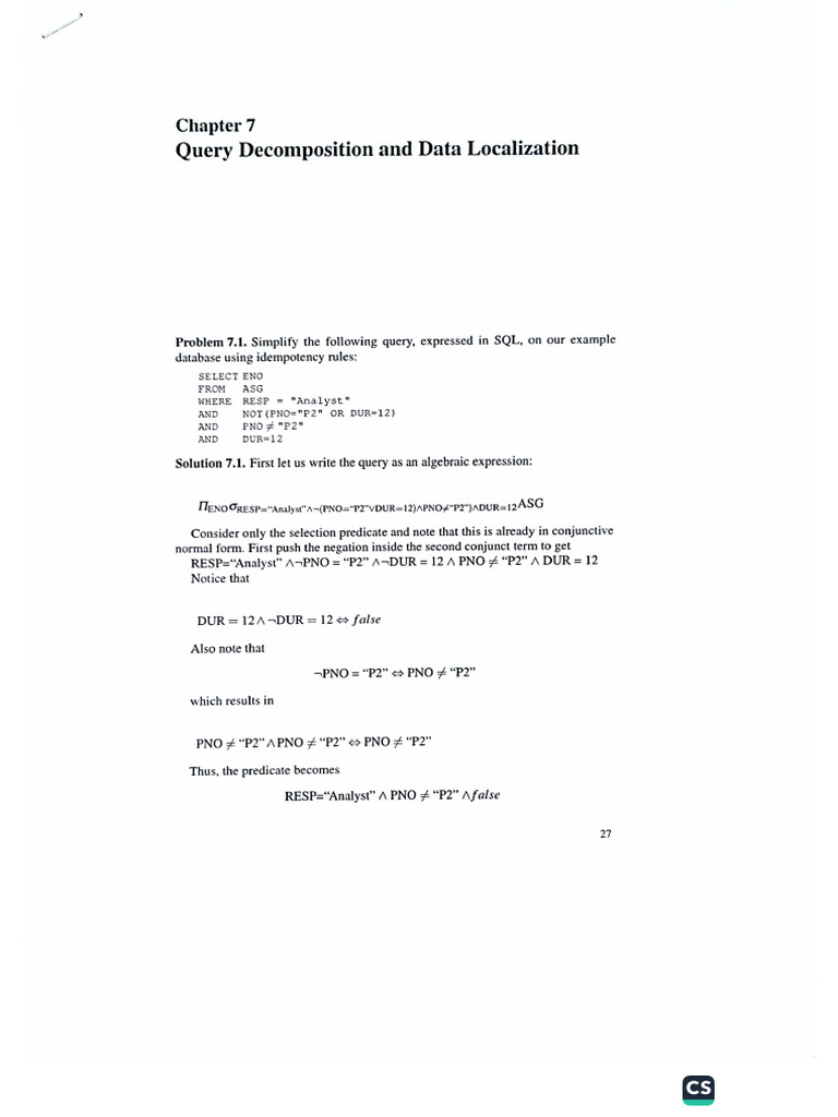 Chp 07 (Query Decomposition and Data Localization) | PDF