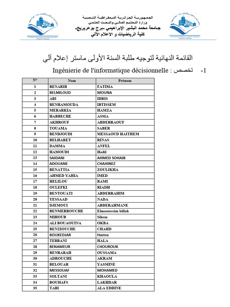 Liste des étudiants en informatique | PDF