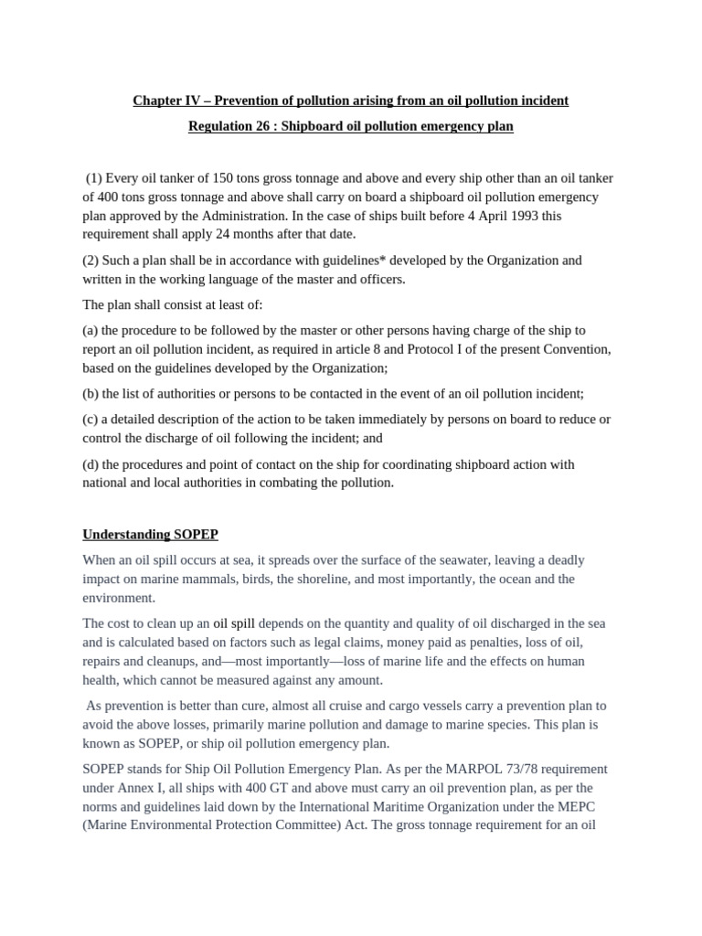 Understanding SOPEP Requirements and Features | PDF | Oil Spill | Oil ...