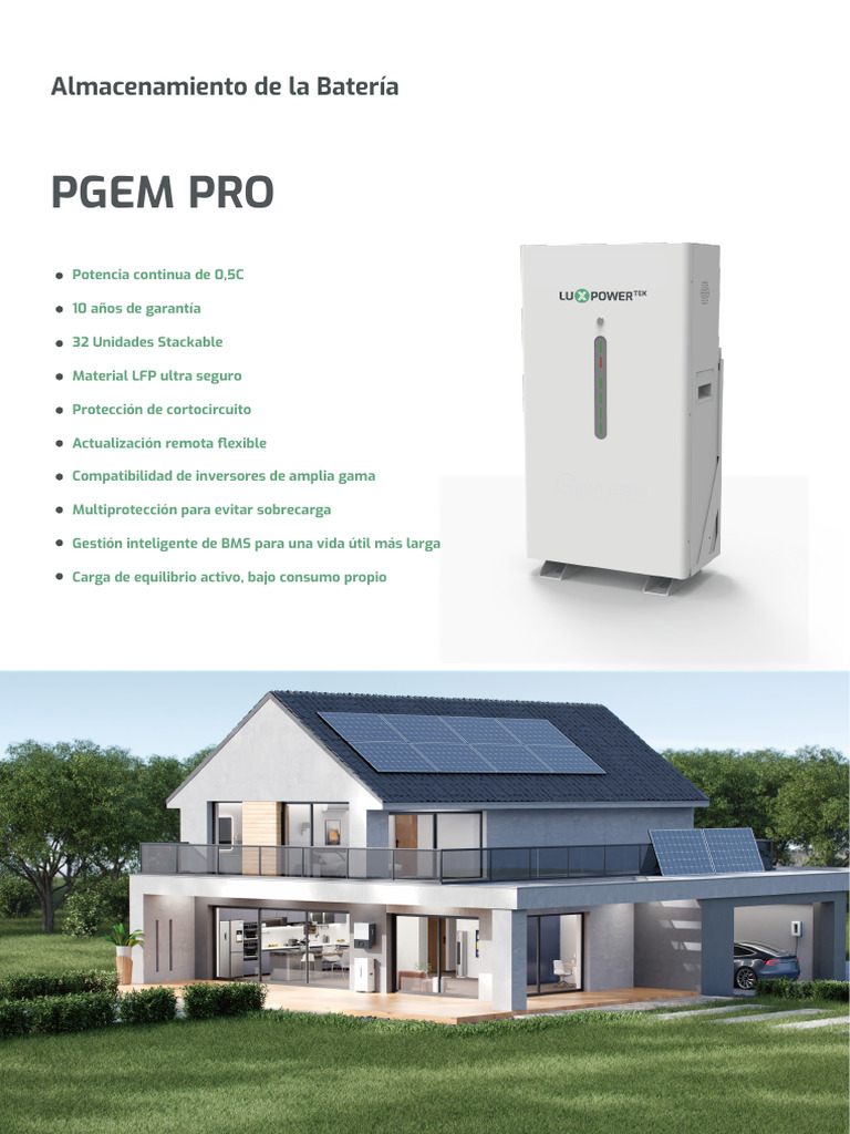 Batería PGEM PRO: Especificaciones y Ventajas | PDF | Electricidad ...