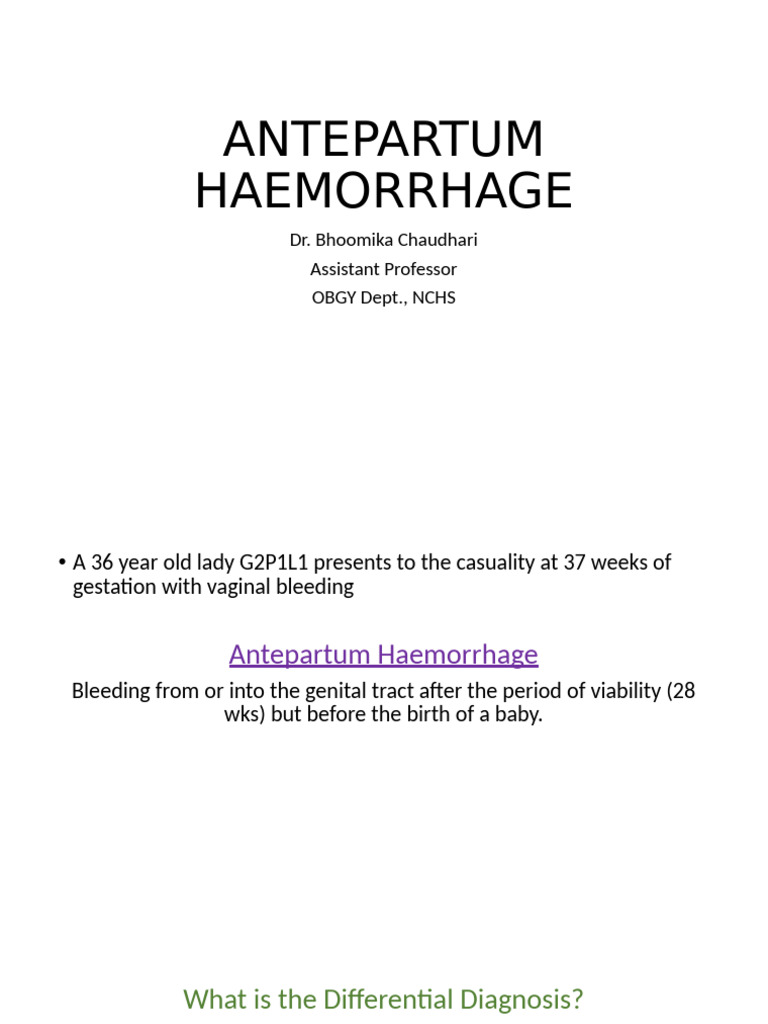Understanding Antepartum Hemorrhage Risks | PDF | Childbirth | Placenta
