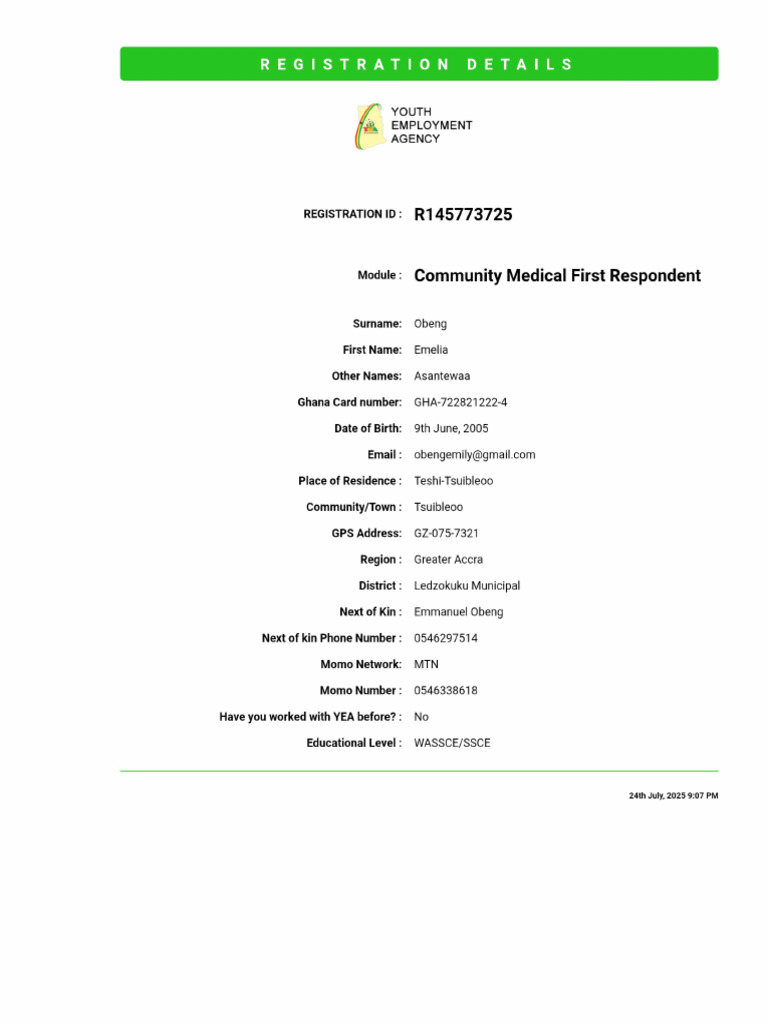 Registration Receipt | PDF