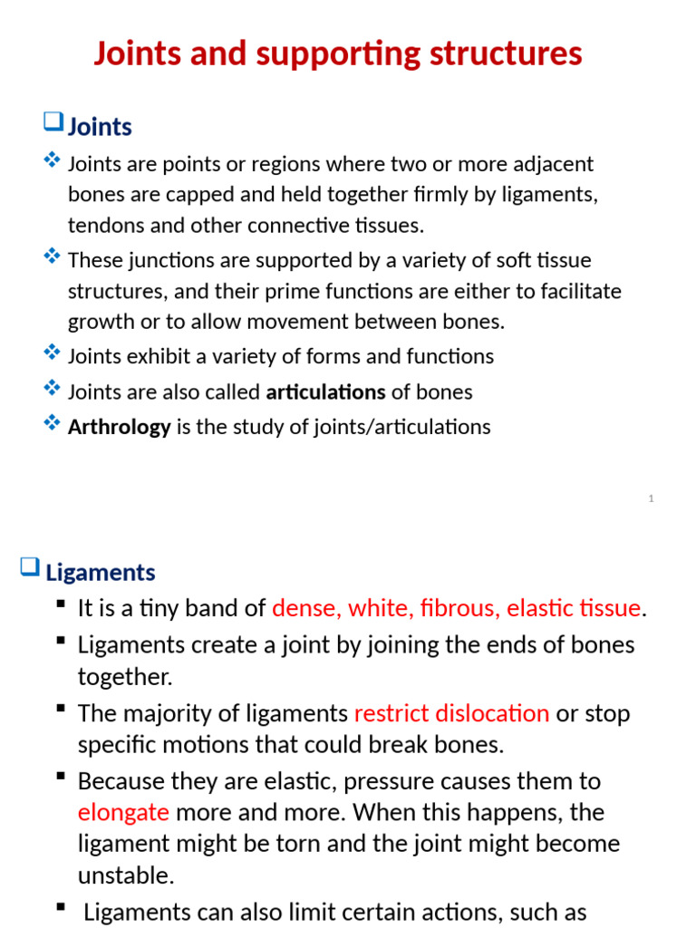 Joints and Suporting Structures | PDF | Knee | Anatomical Terms Of Motion