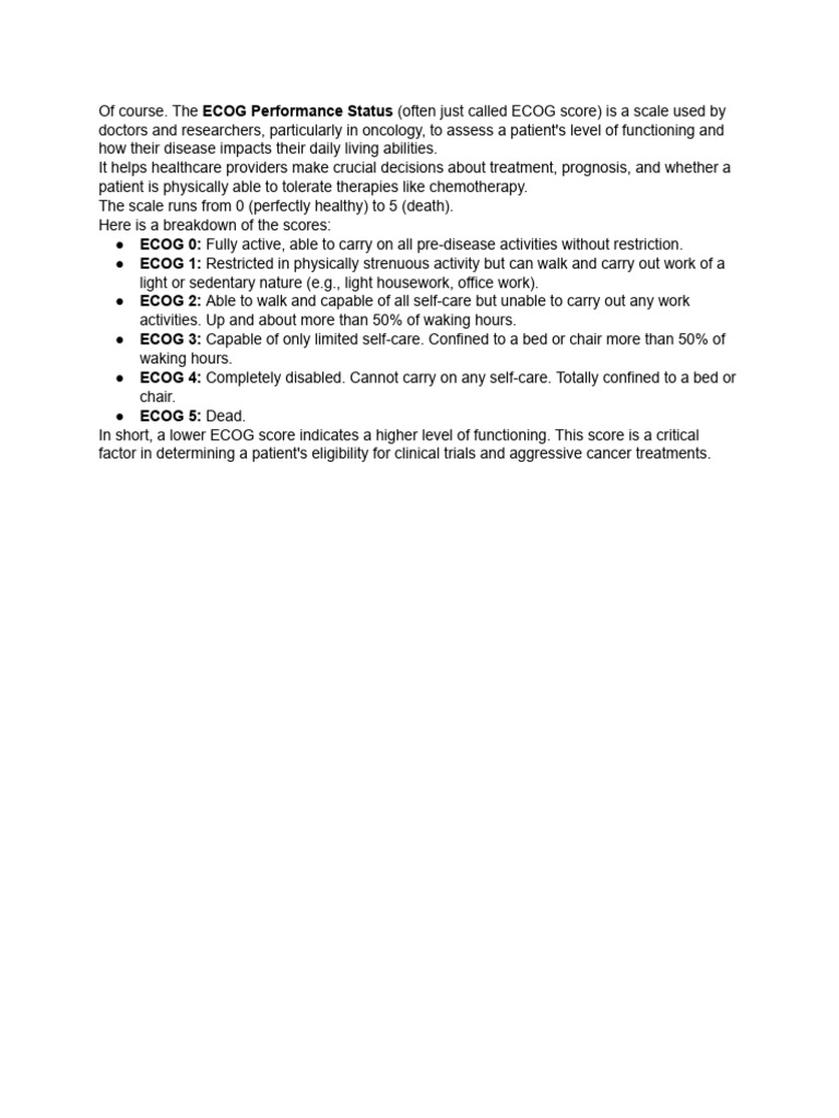 Ecog Score | PDF