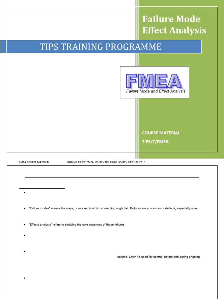 FMEA Course Material Overview | PDF
