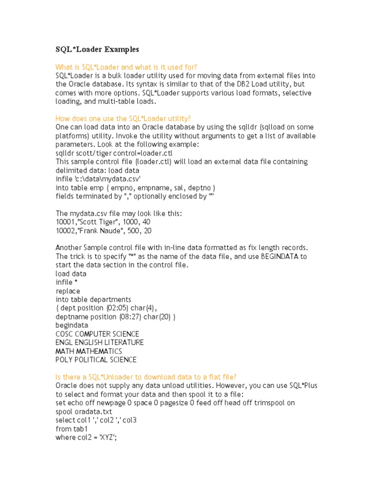 SQLLoader Examples | PDF | Oracle Database | Sql