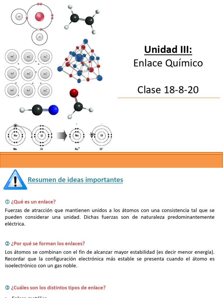 Unidad III - Enlace Químico (Primera Parte) | PDF | Enlace químico ...