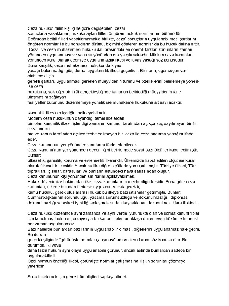 Turk Ceza Hukuku Ozel Hukumler 1 Donem D | PDF