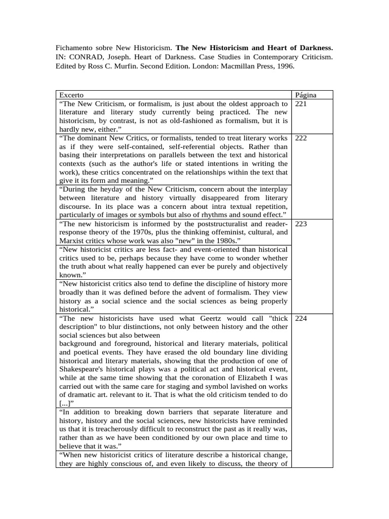 Fichamento de New Historicism | PDF | Liberal Arts Education | Literary ...