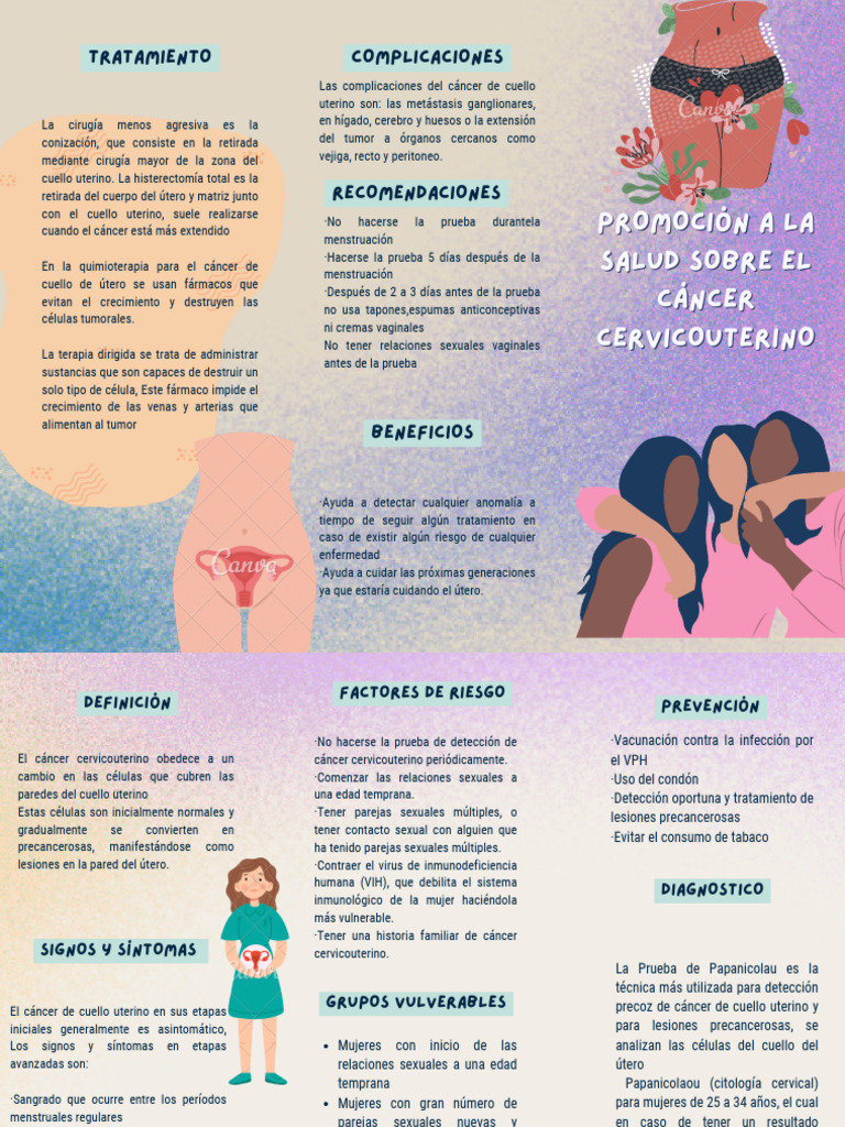 Triptico Cancer Cervico | PDF | Cáncer de cuello uterino | Cáncer