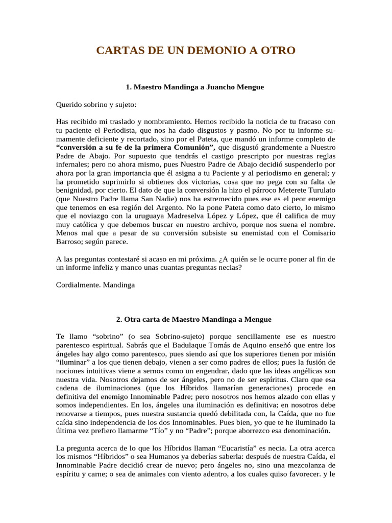 Cartas de Mandinga sobre el Periodismo | PDF