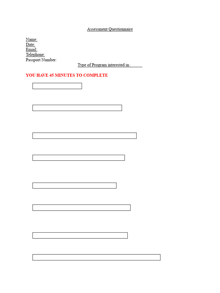 Caregiver Questionnaire Assessment | PDF