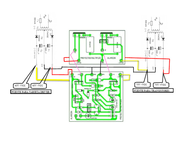 75V +VCC 75V VCC 45V VCC 45V VCC Fuente para Tarjeta Driver Fuente para ...