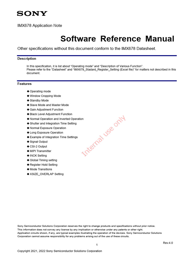 IMX678 Sensor Application Note | PDF | Shutter (Photography) | Computer ...