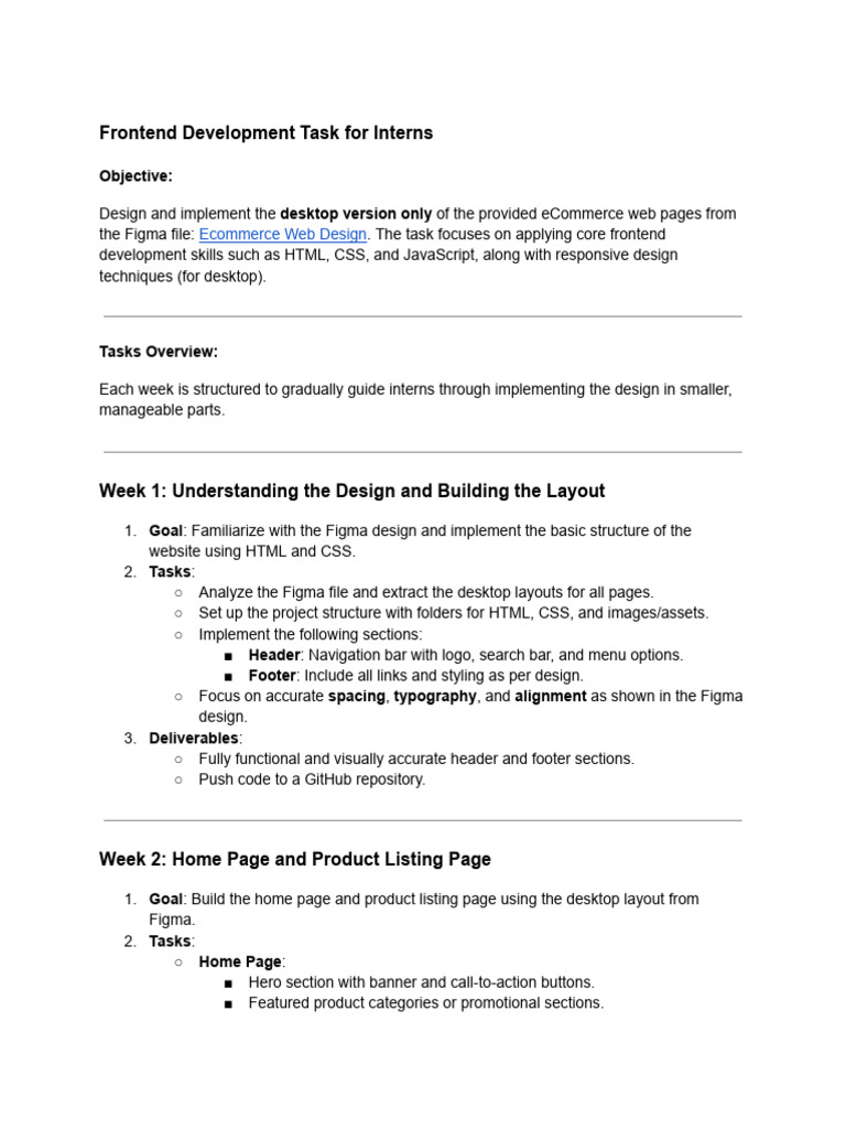Frontend Task for Interns - Google Docs | PDF | Html | Page Layout