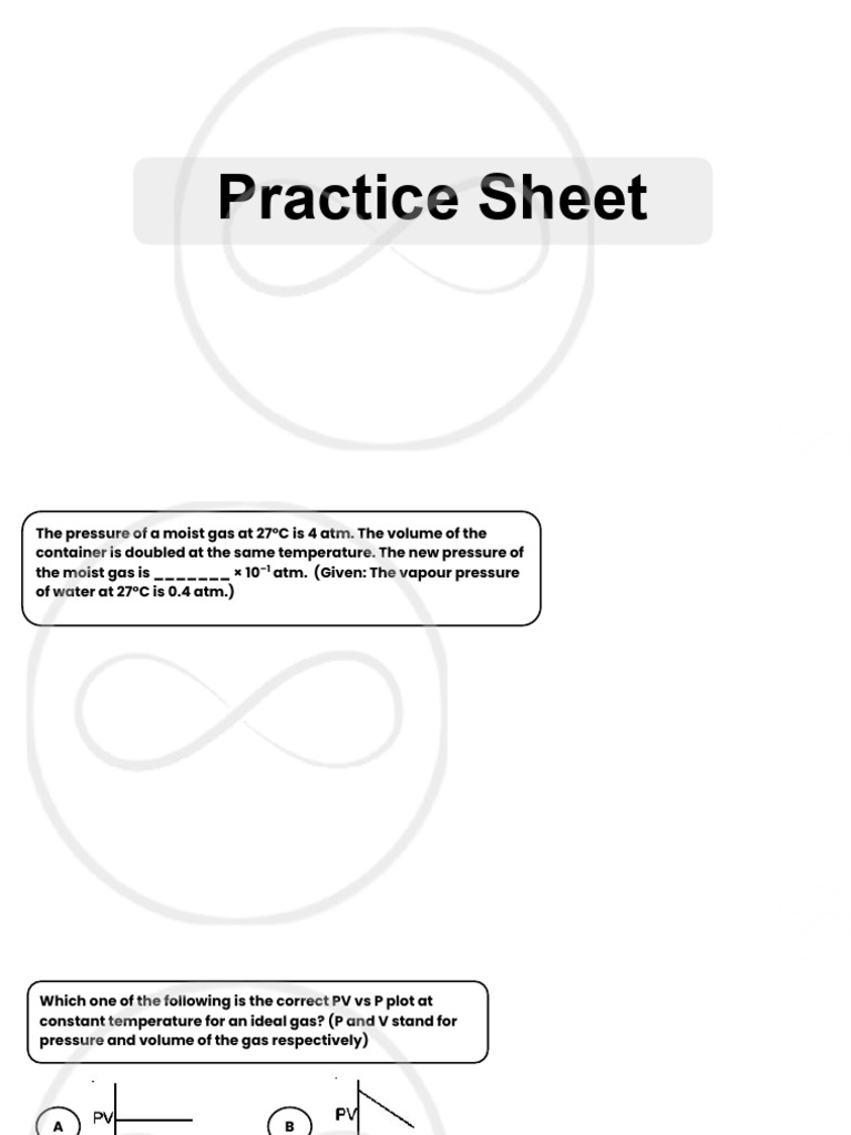 Ideal Gas Law Practice Problems | PDF | Gases | Diffusion