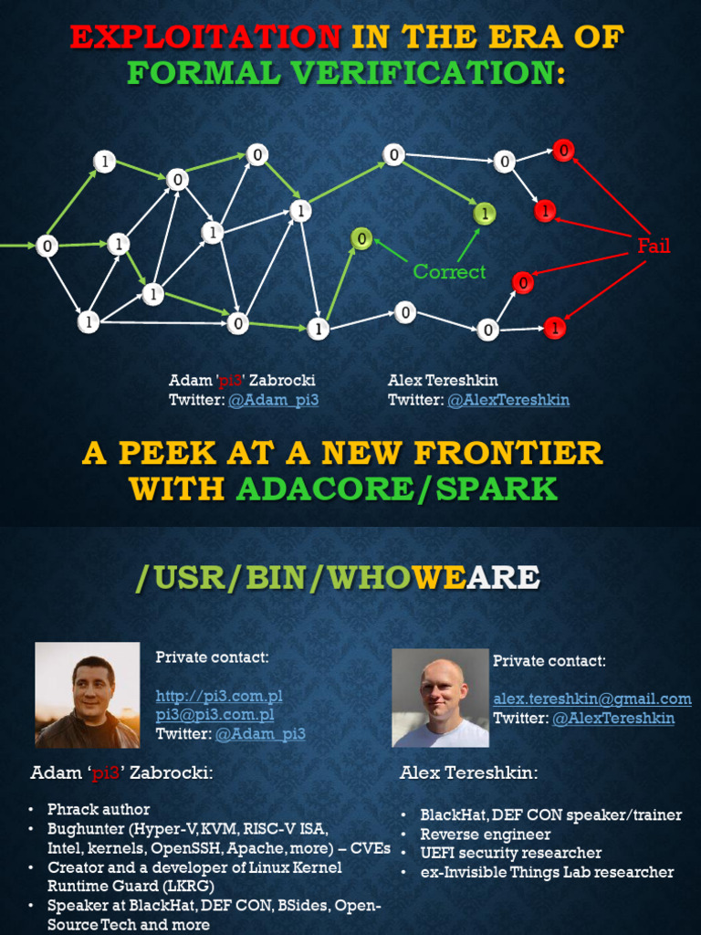 Adam Zabrocki Alex Tereshkin - Exploitation in The Era of Formal Verification A Peek at A New ...