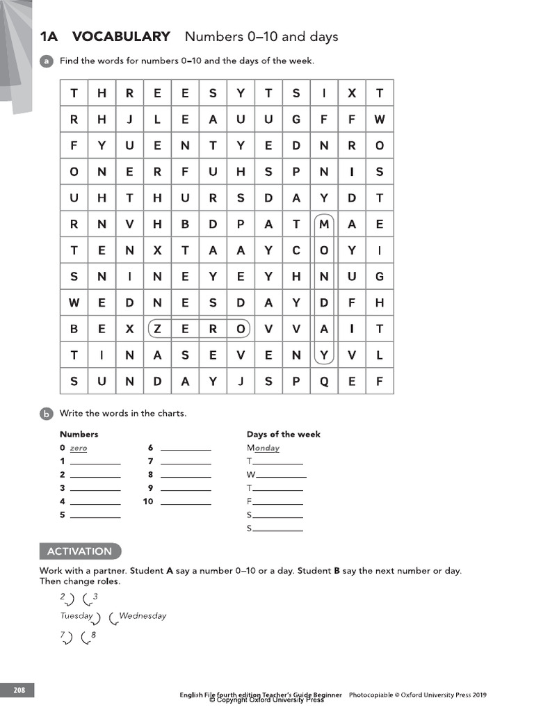 Vocabulary Numbers | PDF