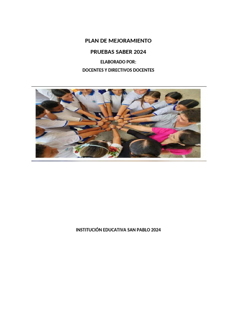 Plan de Mejoramiento Pruebas Saber | PDF | Aprendizaje | Plan de estudios